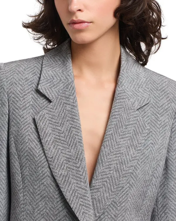 Emporio Armani Viscose And Wool Blend Chevron Blazer