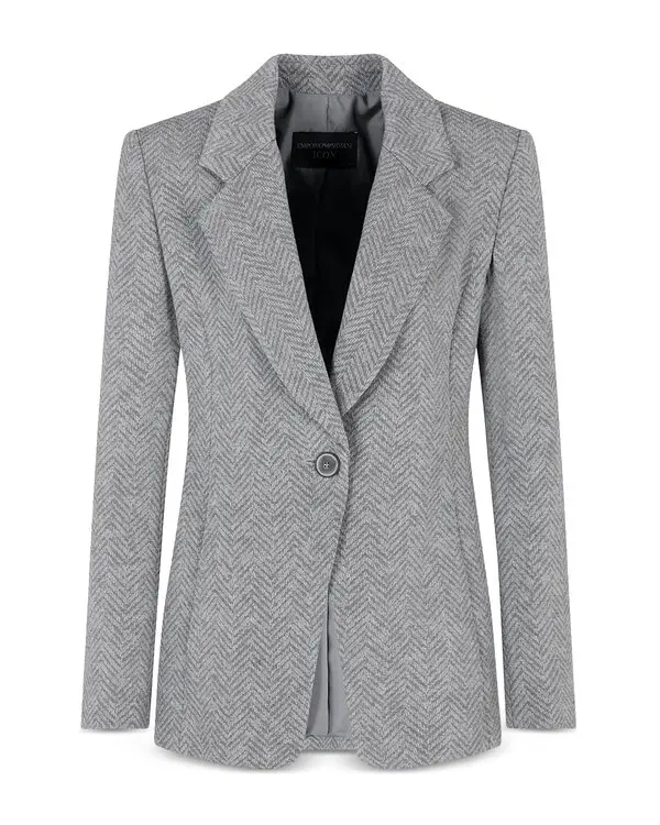 Emporio Armani Viscose And Wool Blend Chevron Blazer