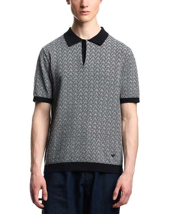 Emporio Armani Chevron Regular Fit Short Sleeve Polo Sweater