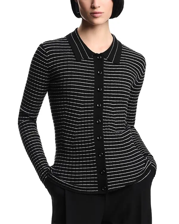 Emporio Armani Ribbed And Striped Cardigan Sweater