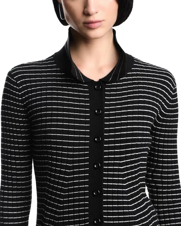 Emporio Armani Ribbed And Striped Cardigan Sweater