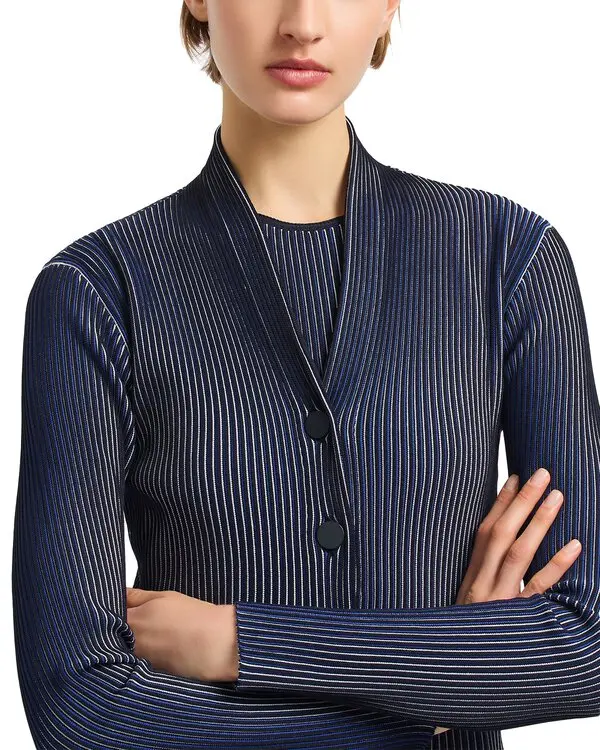 Emporio Armani Bicolor Ribbed Striped Cardigan Sweater