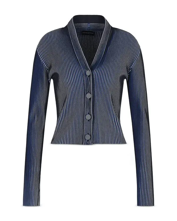 Emporio Armani Bicolor Ribbed Striped Cardigan Sweater
