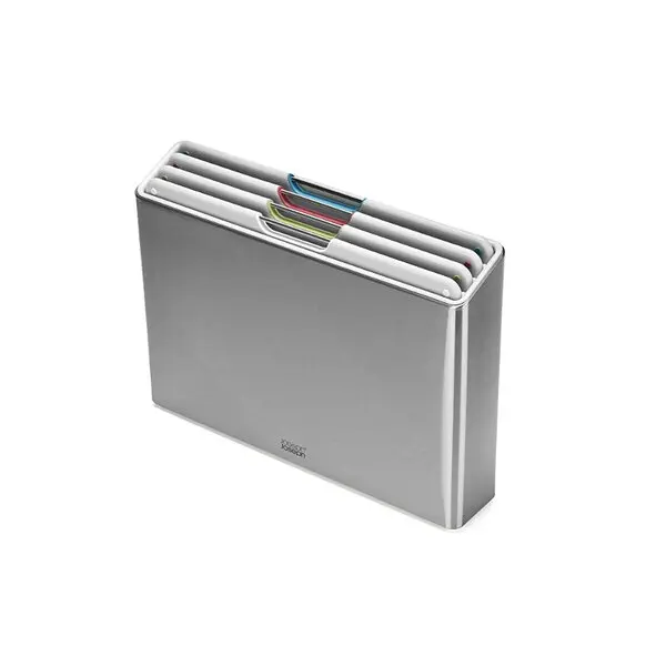 JOSEPH JOSEPH Folio Steel 4 Piece Cutting Board And Case Set - Silver