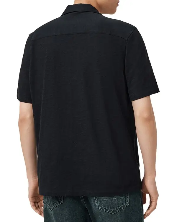 ALLSAINTS Robson Relaxed Fit Short Sleeve Camp Shirt - Black