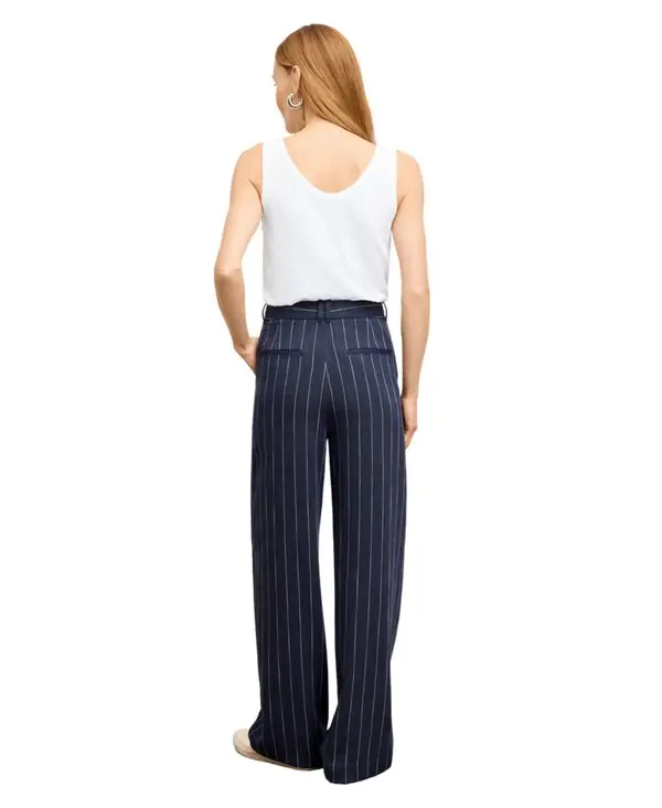 M.M.LAFLEUR Fitz Pleated Pinstripe Trousers