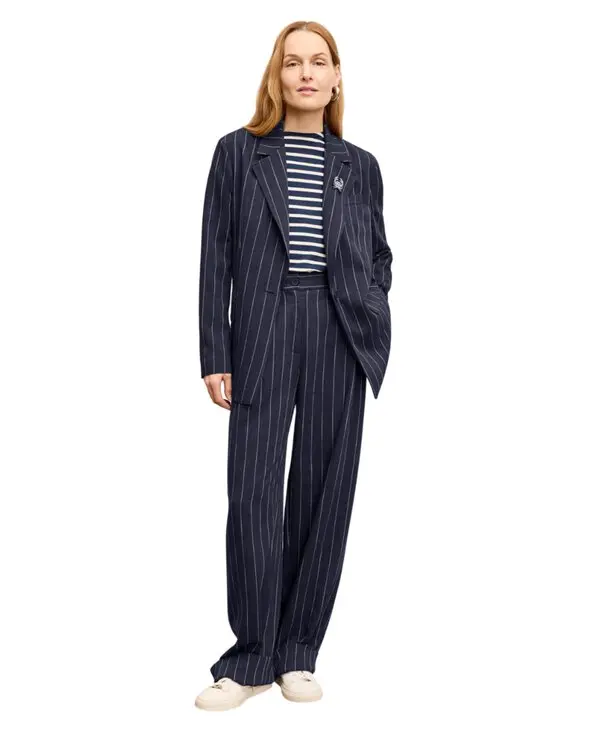 M.M.LAFLEUR Fitz Pleated Pinstripe Trousers