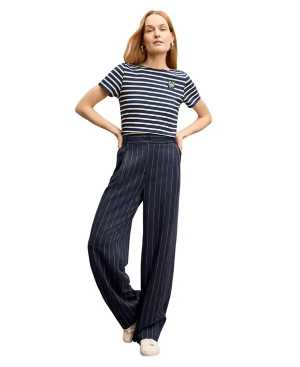 M.M.LAFLEUR Fitz Pleated Pinstripe Trousers