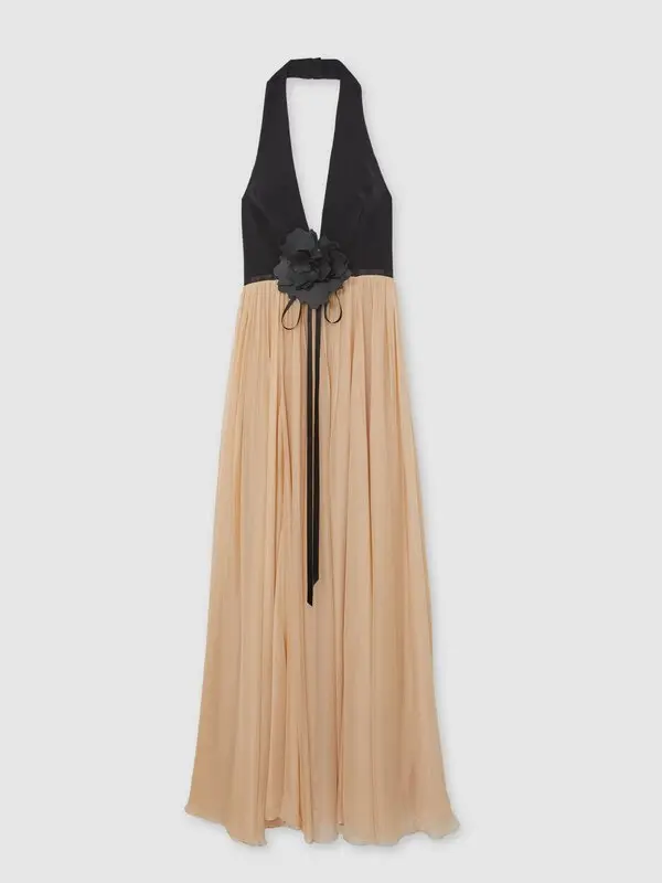 Halston Crepe And Chiffon Kinslee Maxi Gown