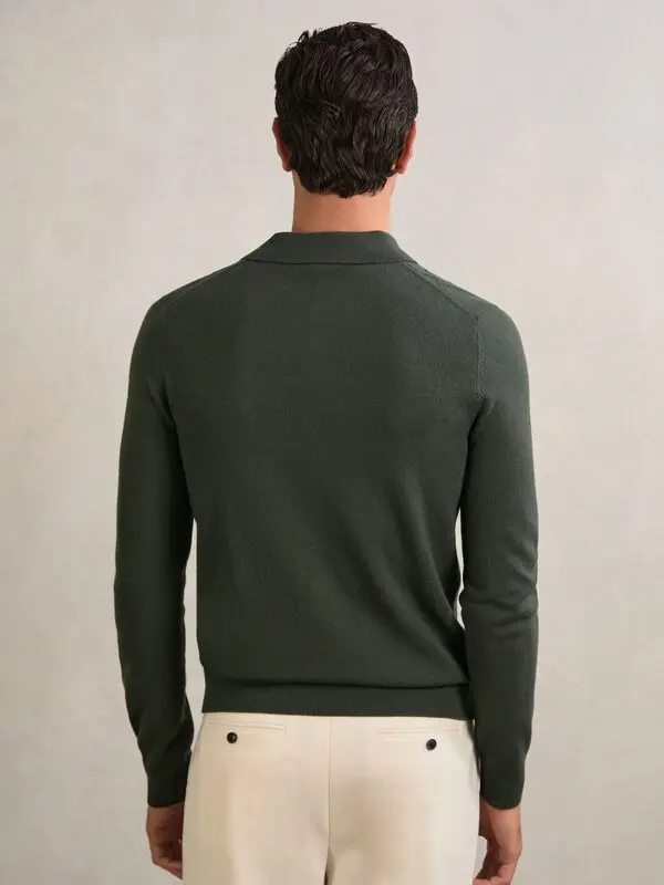 REISS Gideon Wool Cardigan - Forest Green