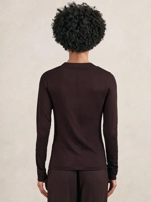 REISS Brady Jersey V-neck Top - Plum