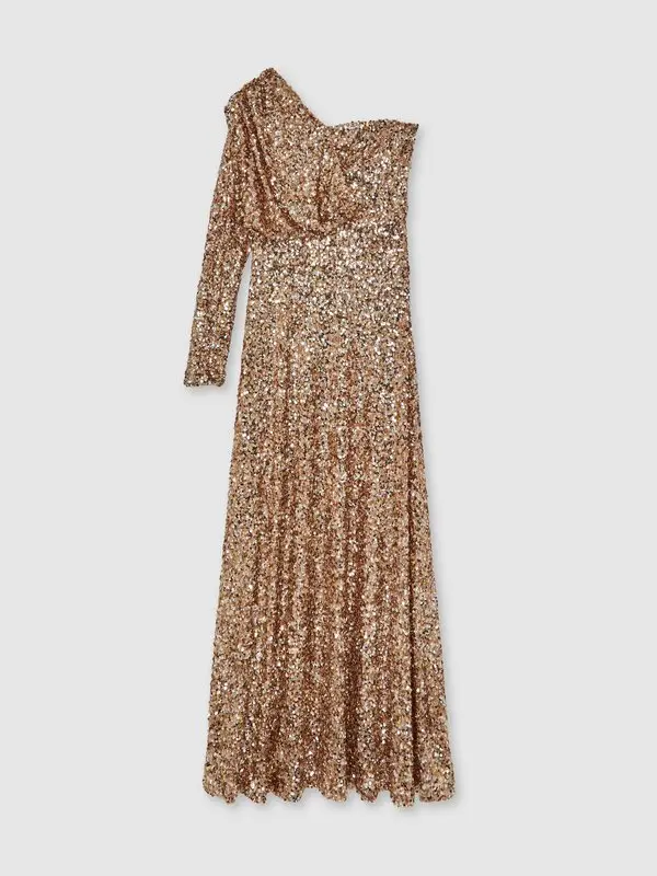 Halston Ramona Sequin One Shoulder Gown