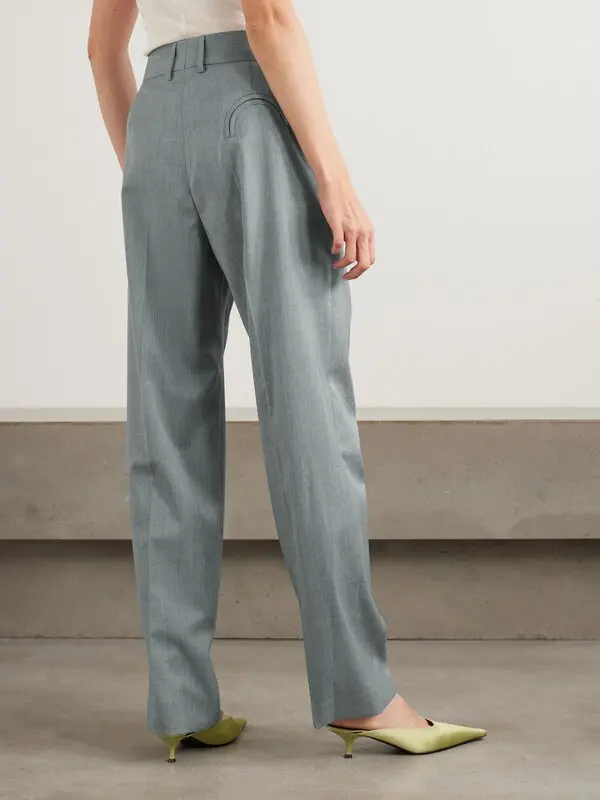 BLAZÉ MILANO Fox Pleated Wool-twill Straight-leg Trousers