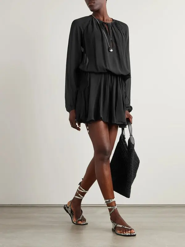 MARANT ETOILE Bess Gathered Georgette Mini Dress