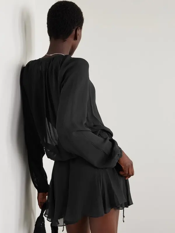 MARANT ETOILE Bess Gathered Georgette Mini Dress