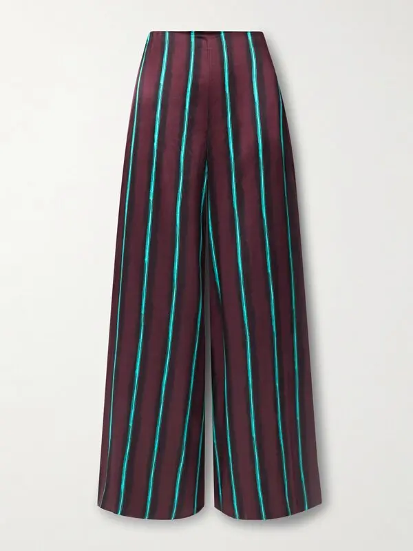 ROKSANDA Arneau Striped Silk-satin Wide-leg Pants