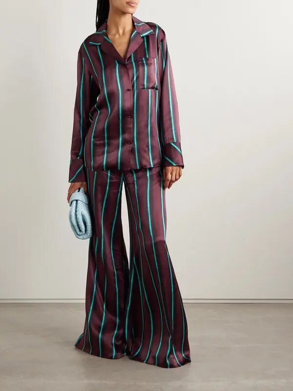 ROKSANDA Arneau Striped Silk-satin Wide-leg Pants