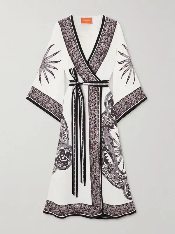 La DoubleJ Printed Crepe Midi Wrap Dress