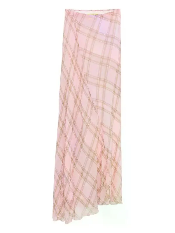 MARQUES' ALMEIDA Tartan-print Maxi Skirt - Pink