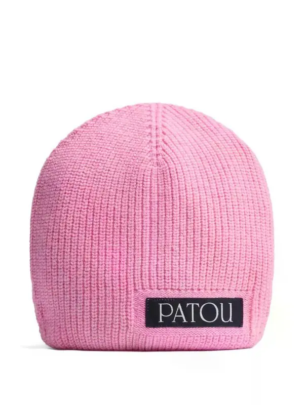 Patou Logo Appliqué Ribbed-knit Beanie - Pink