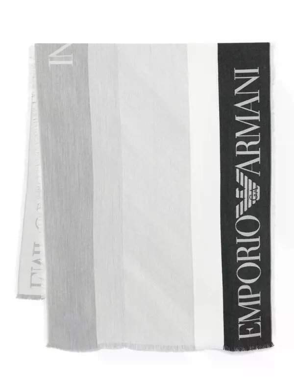 Emporio Armani Logo-embellished Striped Scarf - Black