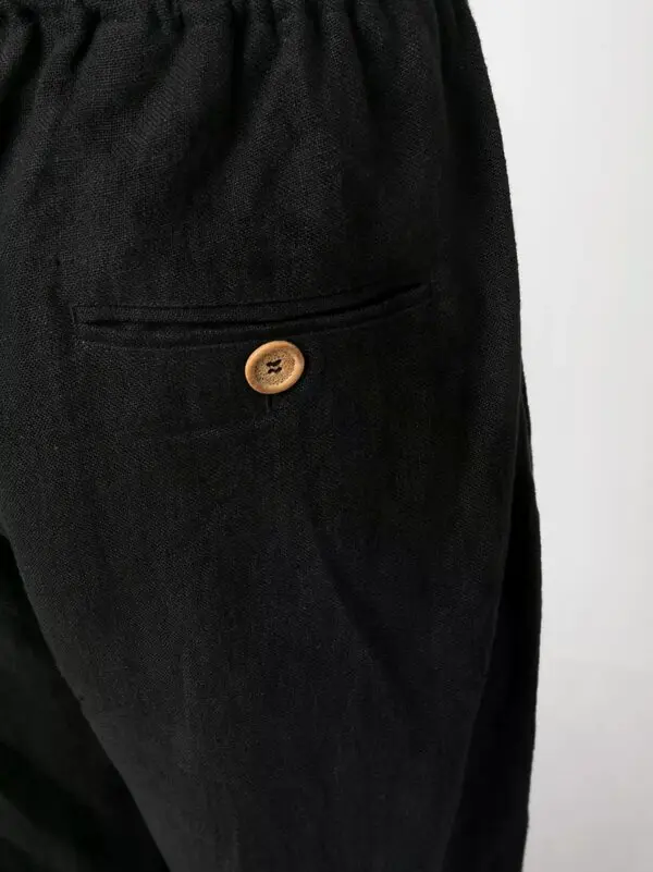 Commas Mid-rise Wide-leg Linen Trousers - Black