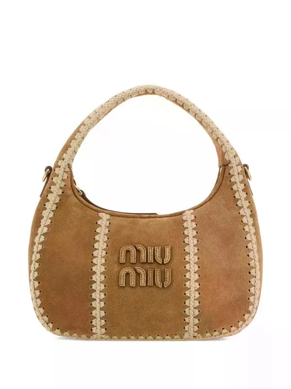 Miu Miu Wander Suede Braided Shoulder Bag