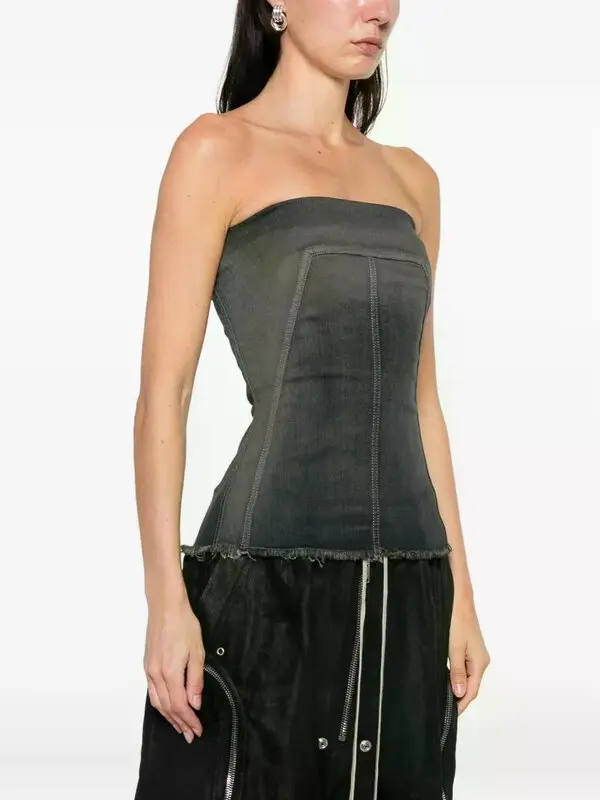 Rick Owens Bustier Denim Top - Blue