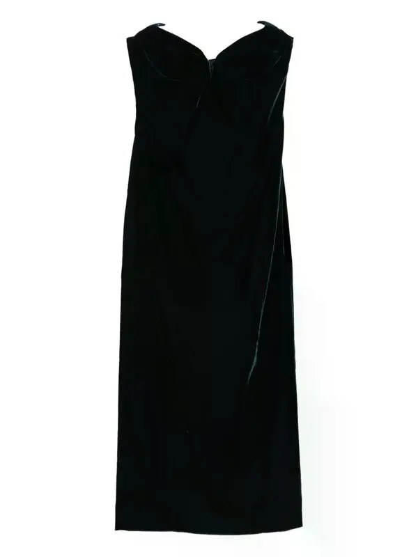 MUGLER Velvet Strapless Midi Dress - Green