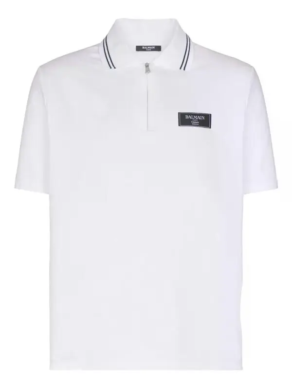 Balmain Monogram-pattern Polo Shirt - White