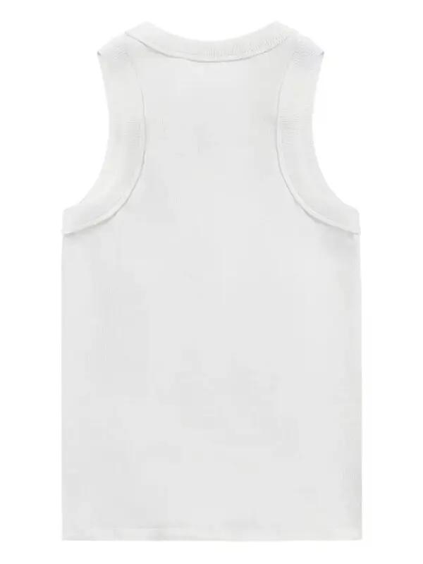 AREA Crystal-embellished Ribbed Tank Top - White