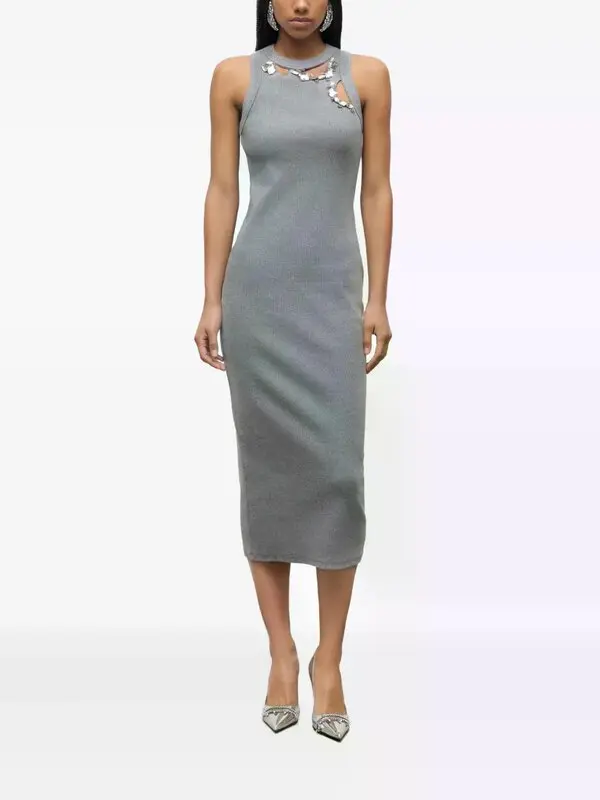 AREA Crystal-embellished Ribbed Midi Dress - Grey