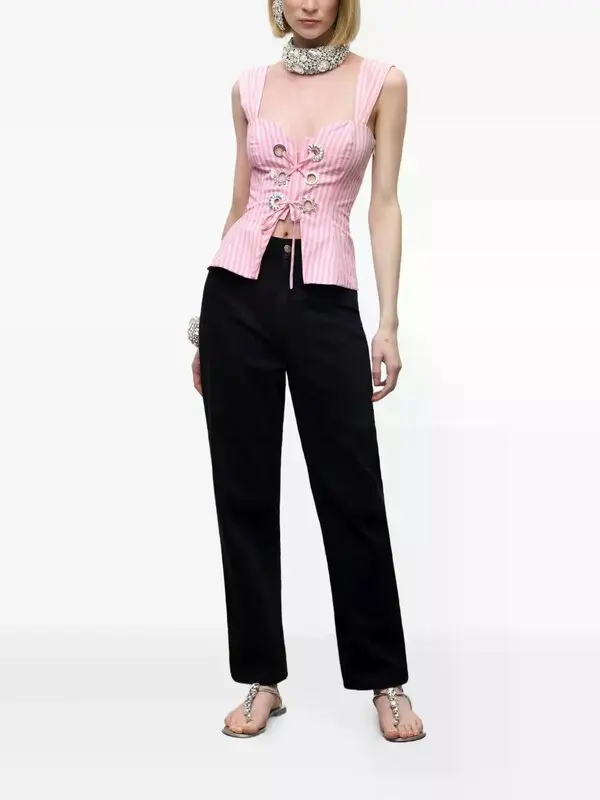 AREA Striped Corset Top - Pink