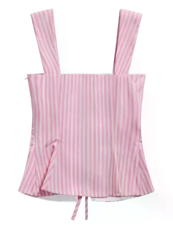 AREA Striped Corset Top - Pink