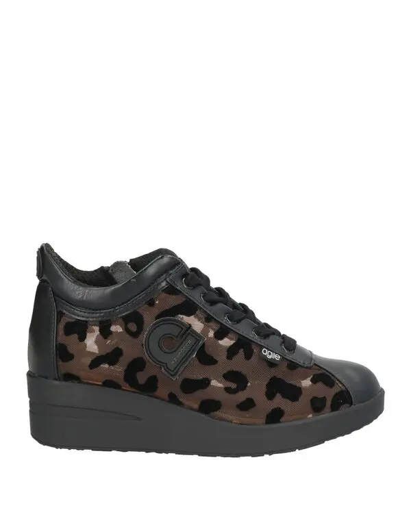 RUCOLINE Leopard Print Wedge Sneakers - Black