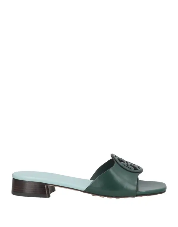 Tory Burch Calfskin Slide Sandals - Green
