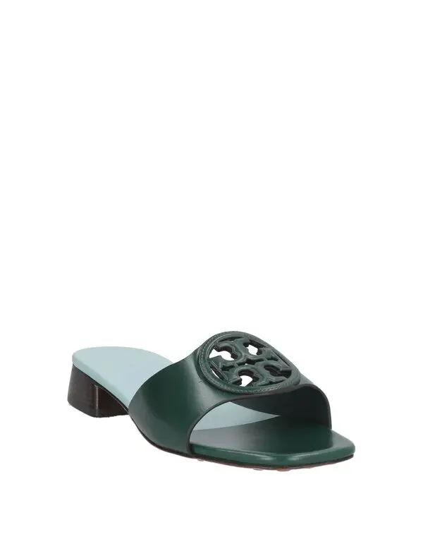 Tory Burch Calfskin Slide Sandals - Green