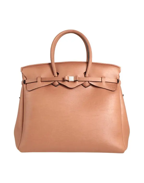Save My Bag Solid Tote With Logo - Brown