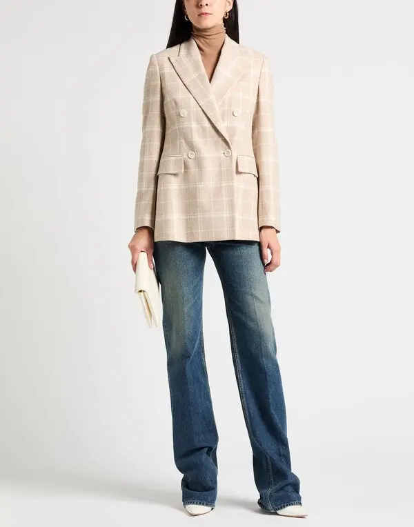 Eleventy Alpaca Wool Blend Blazer With Tartan Pattern - Beige