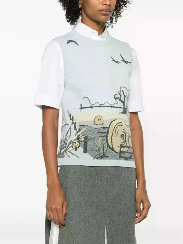 Thom Browne Scenic-intarsia Cashmere Vest
