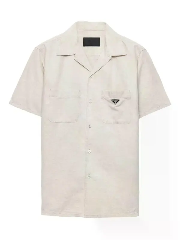 Prada Enamel Triangle-logo Shirt - Neutrals