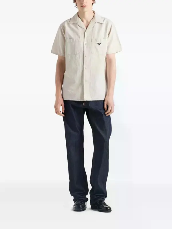 Prada Enamel Triangle-logo Shirt - Neutrals