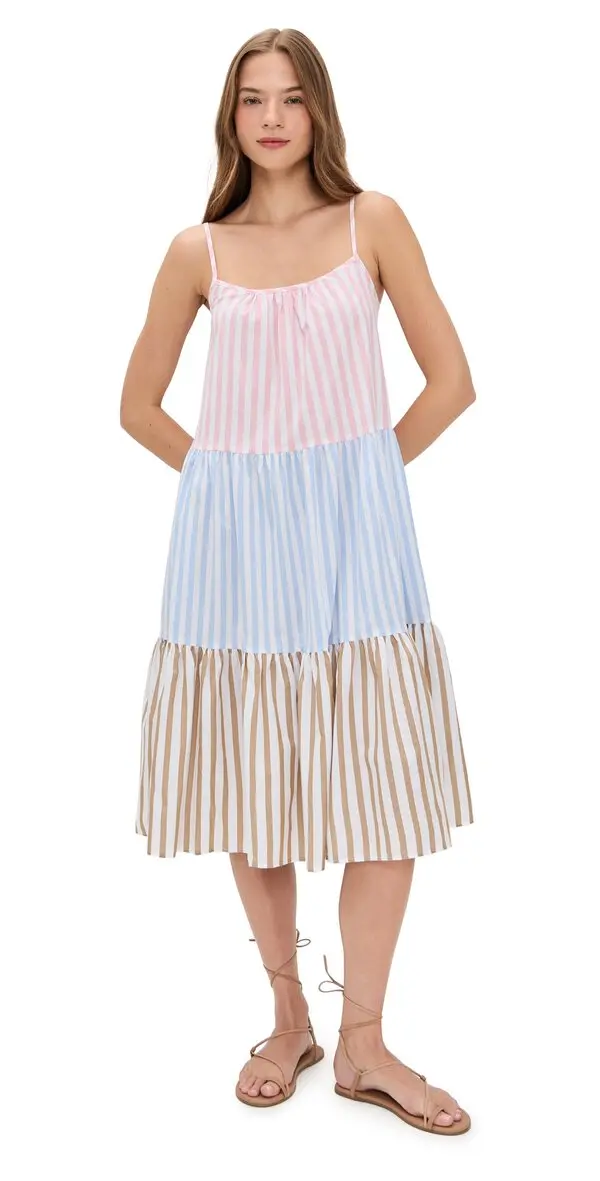 LE BOP Striped Midi Dress