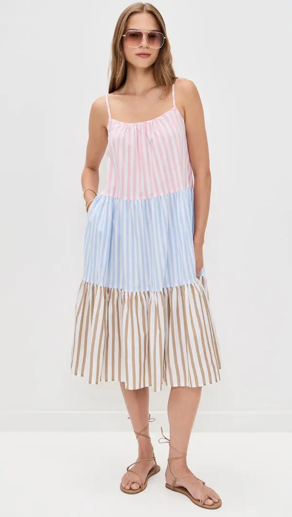 LE BOP Striped Midi Dress