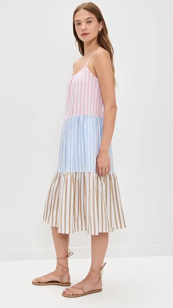 LE BOP Striped Midi Dress