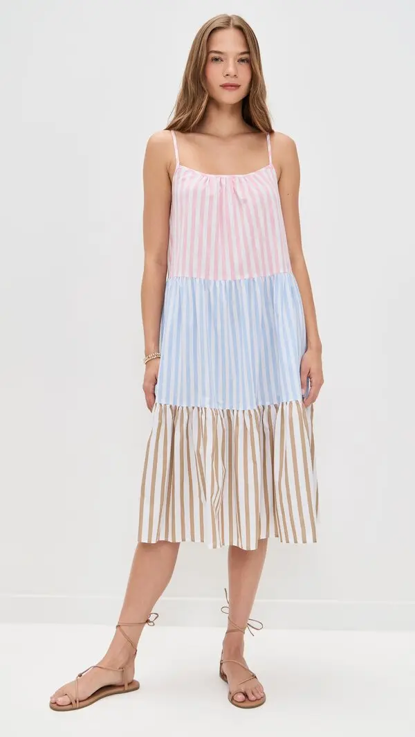 LE BOP Striped Midi Dress