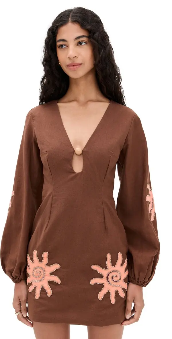 The Wolf Gang Sueno Long Sleeve Mini Dress In Cocoa - 40% Off | Editorialist