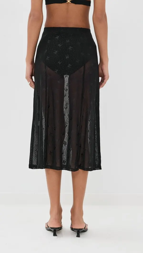LE BOP Floral Lace Skirt - Black Bow