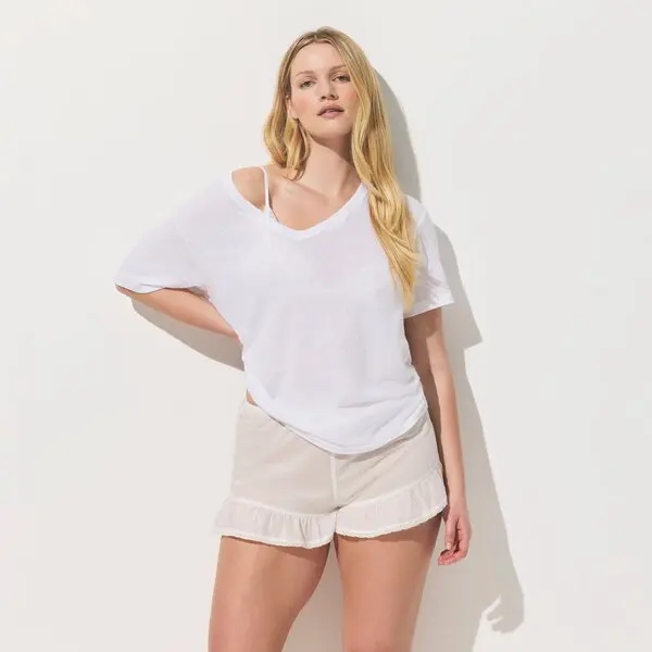 SKIMS Sheer Jersey V-neck T-shirt - Snow