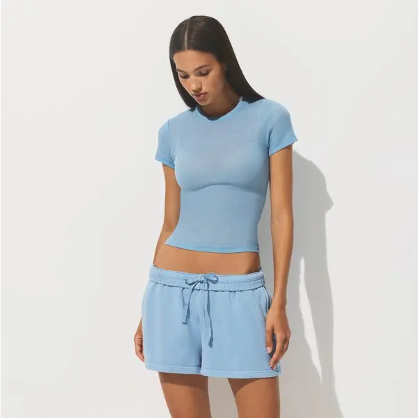 SKIMS Sheer Rib T-shirt - Blue Bell